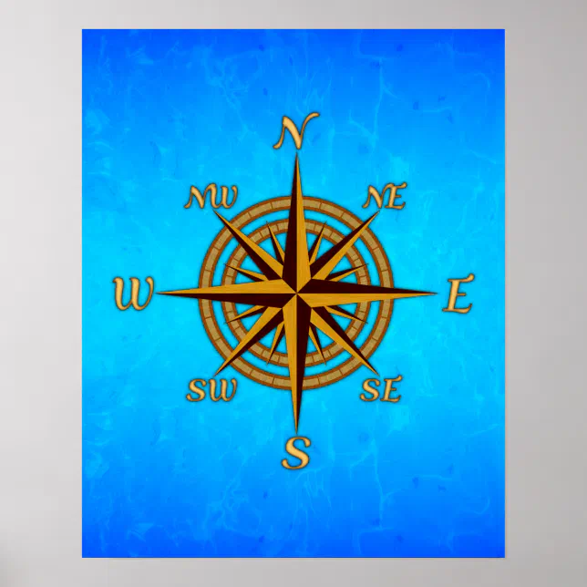 Vintage Compass Rose Poster | Zazzle