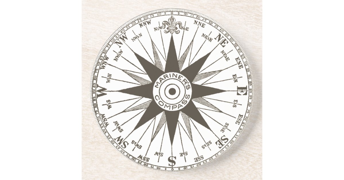 Vintage Compass Rose Stone Coaster Zazzle