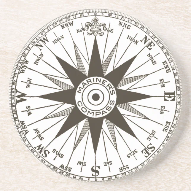 Vintage Compass Rose Stone Coaster | Zazzle