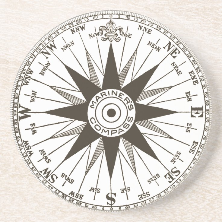 Vintage Compass Rose Stone Coaster | Zazzle