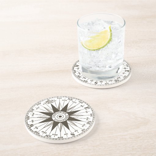 Vintage Compass Rose Stone Coaster | Zazzle