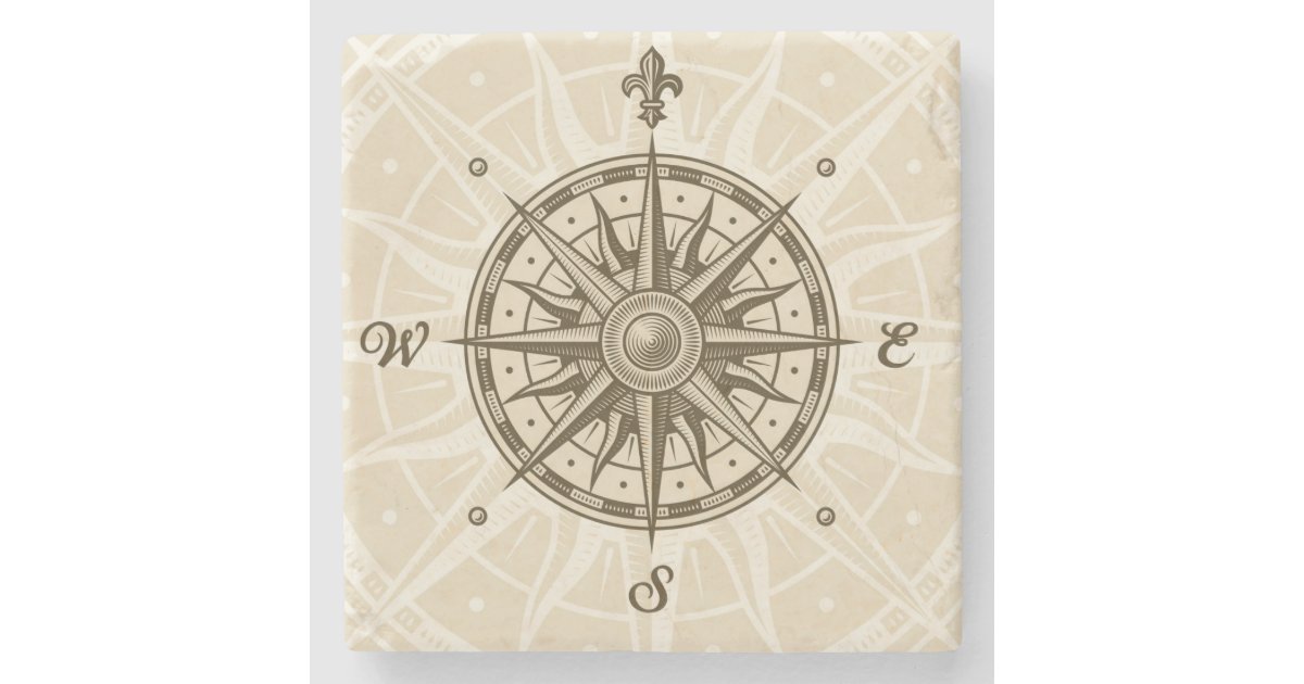 Vintage Compass Rose Stone Coaster | Zazzle