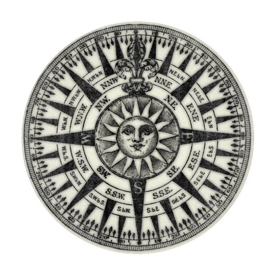 Vintage Compass Rose Sun Cutting Board | Zazzle.com
