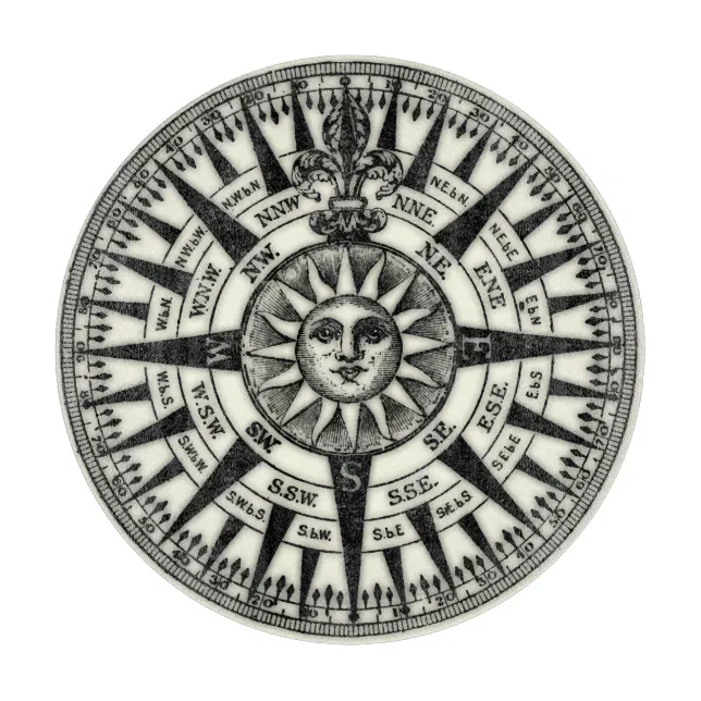 Vintage Compass Rose Sun Cutting Board | Zazzle
