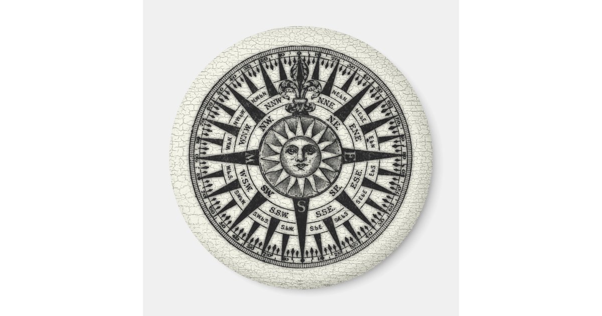 Vintage Compass Rose Sun Magnet | Zazzle