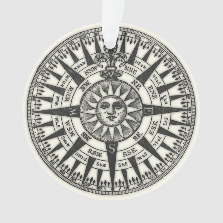 Vintage Compass Rose Sun Ornament | Zazzle