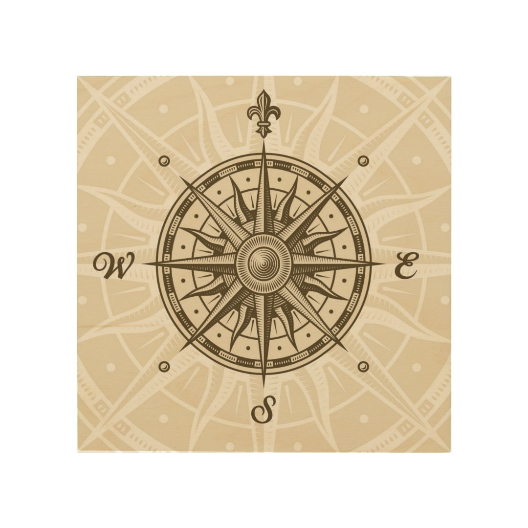 Vintage Compass Rose Wood Wall Decor | Zazzle