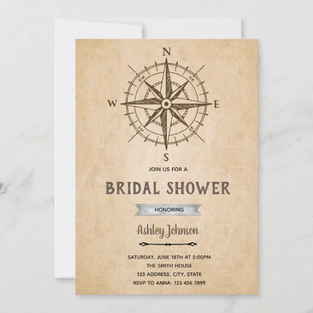 Vintage compass wedding party invitation | Zazzle
