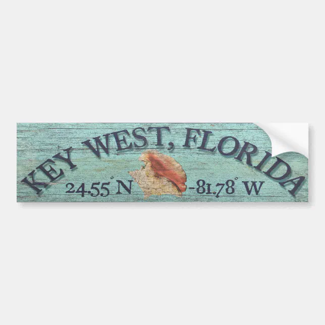 Vintage Conch Shell Key West Bumper Sticker | Zazzle