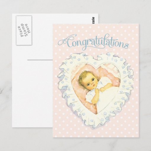 Vintage Congratulations for New Baby Postcard | Zazzle
