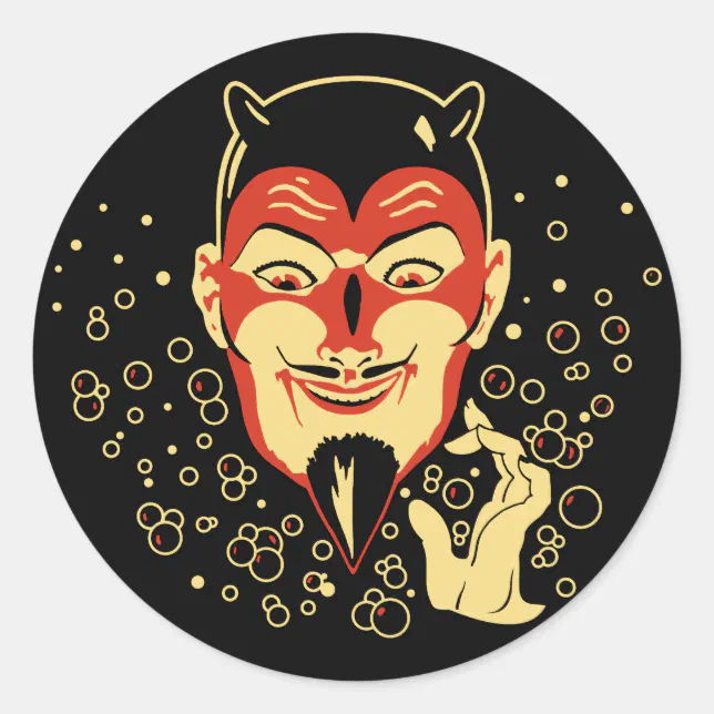 Vintage Conjuring Devil Halloween Sticker | Zazzle