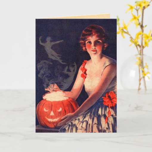 Vintage Conjuring Spirits Halloween Card | Zazzle