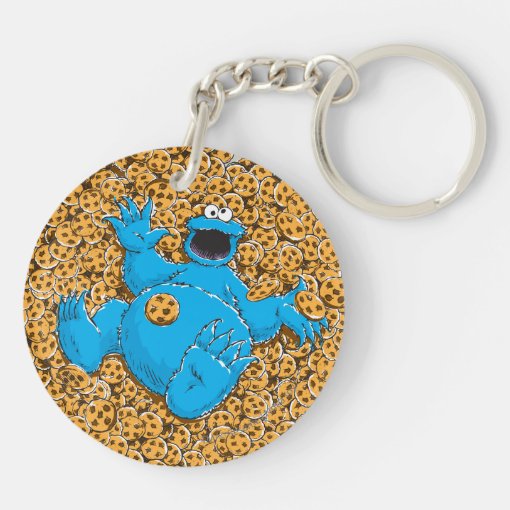 Vintage Cookie Monster and Cookies Keychain | Zazzle