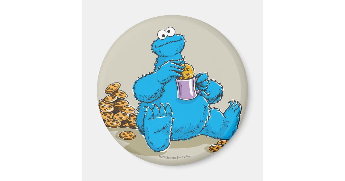 Vintage Cookie Monster Eating Cookies Magnet | Zazzle