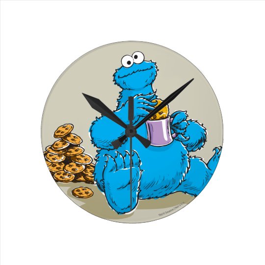 Vintage Cookie Monster Eating Cookies Round Clock | Zazzle.com