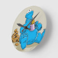 Vintage Cookie Monster Eating Cookies Round Clock | Zazzle