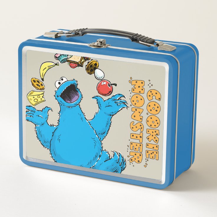 Vintage Cookie Monster Juggling Metal Lunch Box | Zazzle