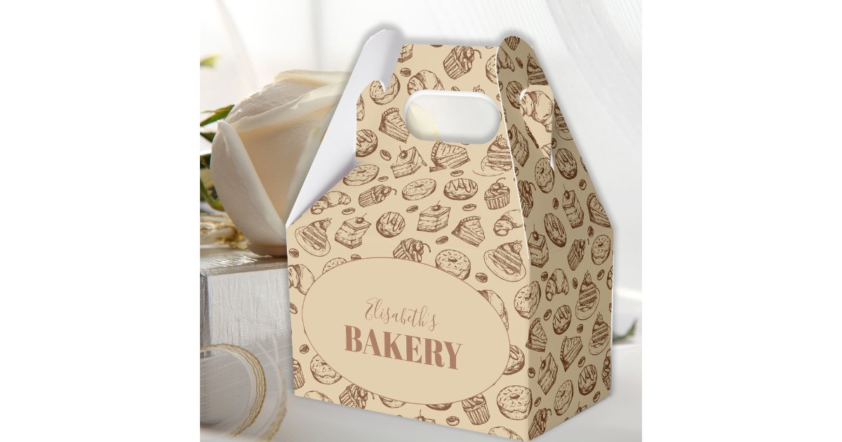 Vintage cookies pattern name personalized favor boxes | Zazzle