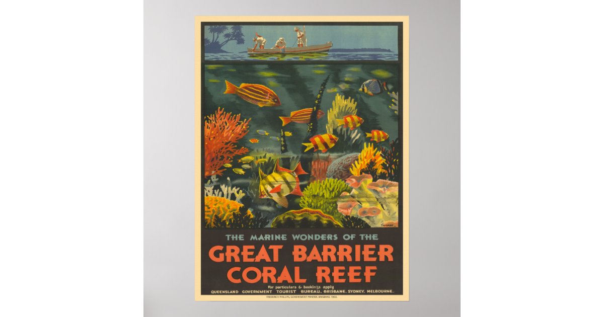 Vintage Coral Reef Travel Advertising Poster | Zazzle