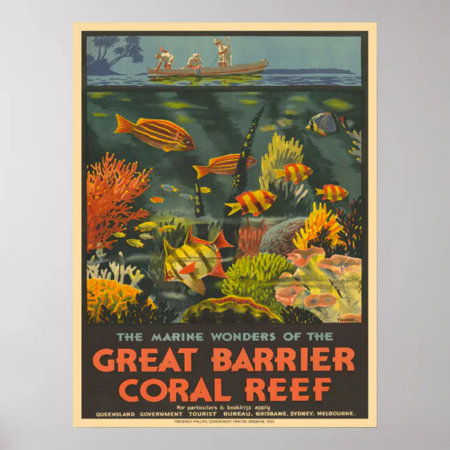 Vintage Coral Reef Travel Advertising Poster | Zazzle