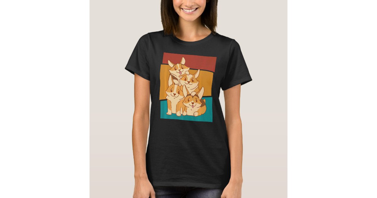 Vintage Corgi Dog Pile T-Shirt | Zazzle
