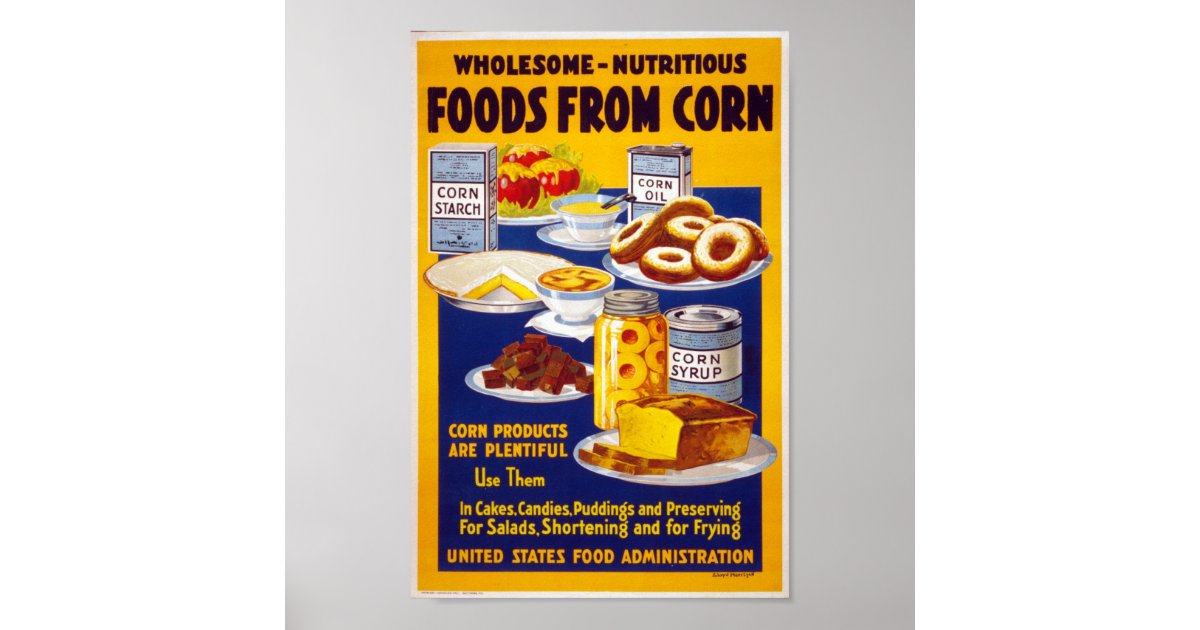 Vintage Corn based foods Ad Poster | Zazzle