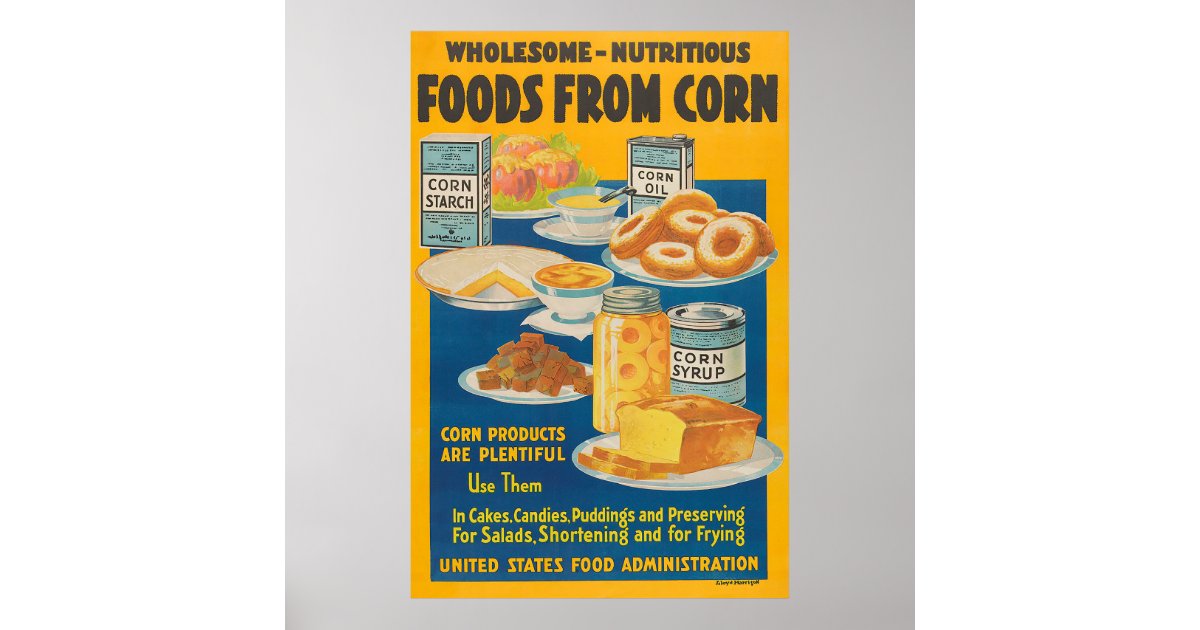 Vintage Corn Food Uses Poster | Zazzle
