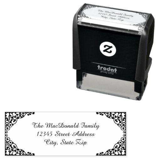 Vintage Corners Address Label - Self Inking Stamp | Zazzle