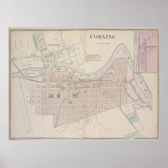 Vintage Corning NY Map (1873) Poster | Zazzle.com