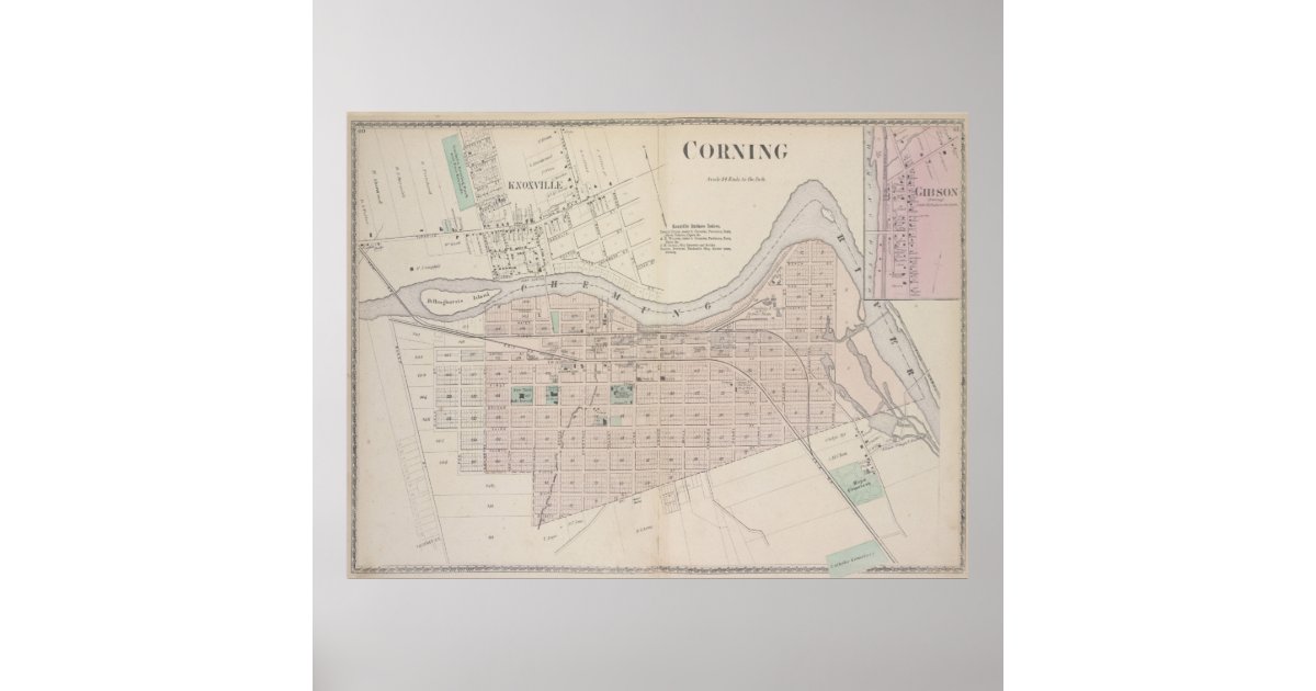 Vintage Corning NY Map (1873) Poster | Zazzle