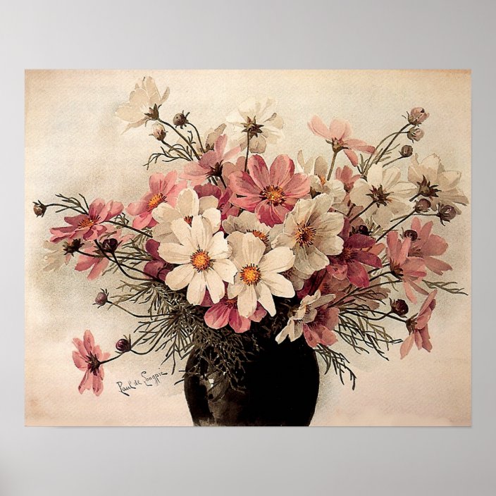 Vintage Cosmos Bouquet Poster | Zazzle.com