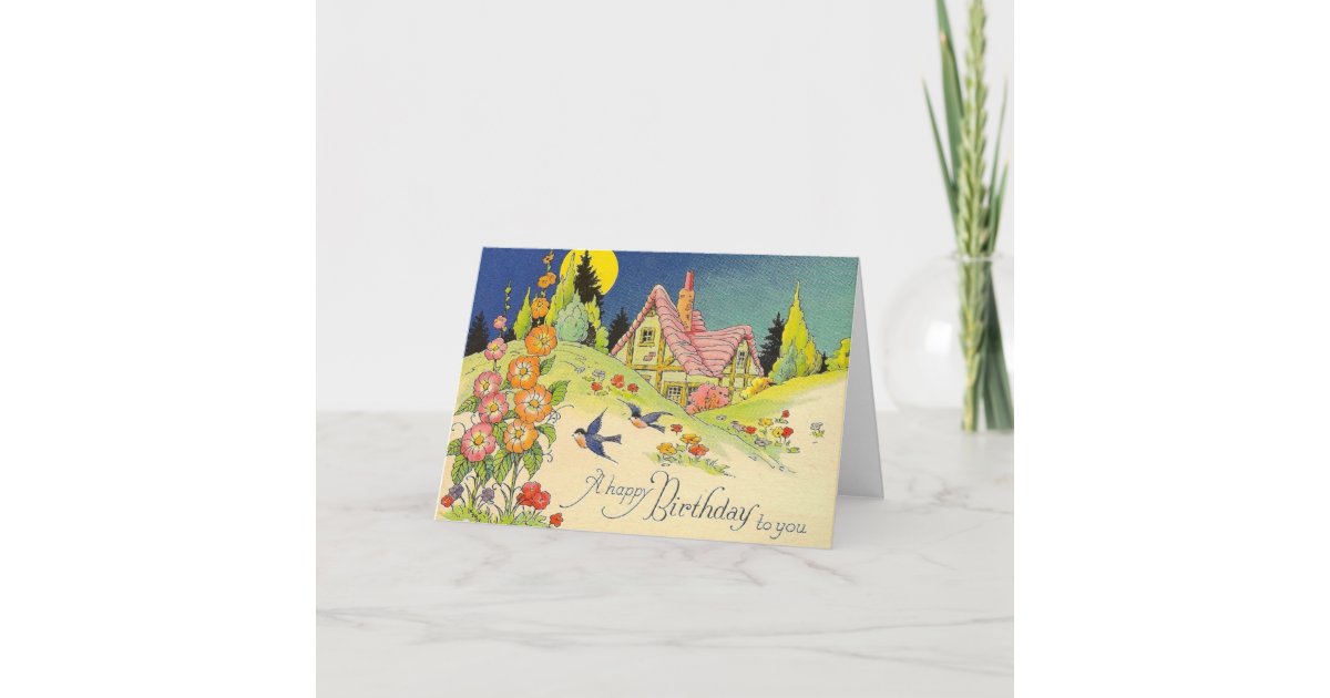 Vintage Cottage Birthday Greeting Card | Zazzle.com