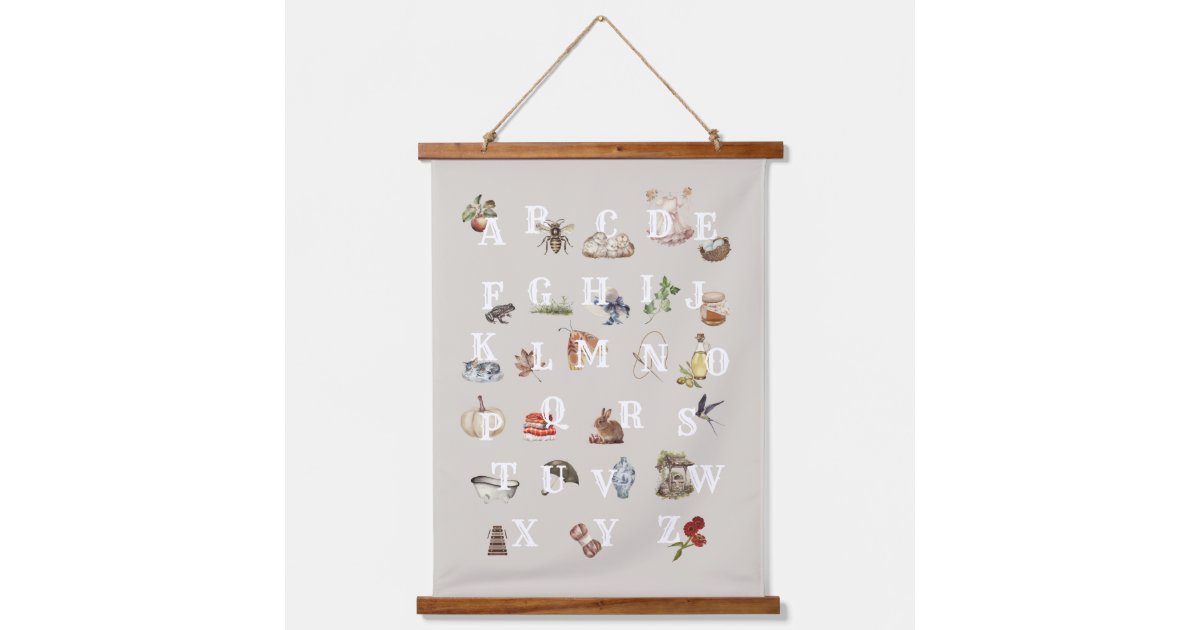 Vintage Cottagecore Alphabet Hanging Tapestry | Zazzle