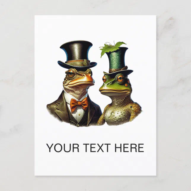 Vintage Cottagecore Cute Victorian Frog Couple Art Postcard | Zazzle
