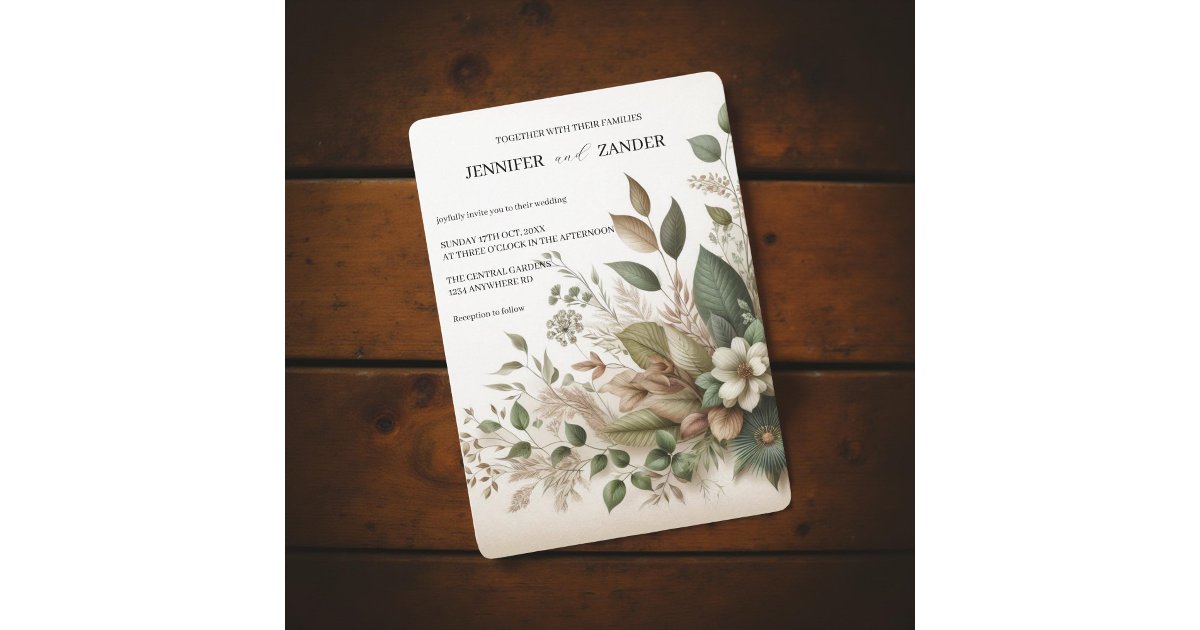 Vintage Cottagecore Watercolor Sage Green Floral Invitation | Zazzle
