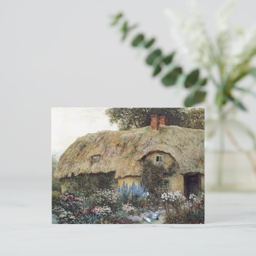 Vintage Country Cottage with Flower Garden Postcard | Zazzle