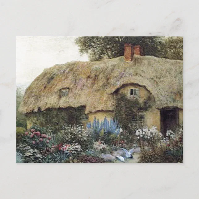 Vintage Country Cottage with Flower Garden Postcard | Zazzle