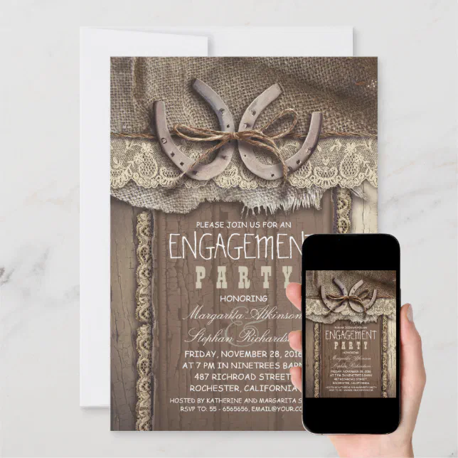 vintage country engagement party invitations | Zazzle