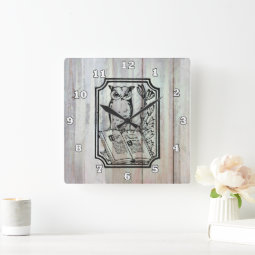 Vintage Country owl book lovers clock | Zazzle