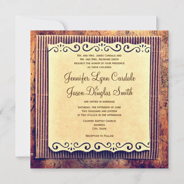 Vintage Country Paper Rustic Wedding Invitations | Zazzle