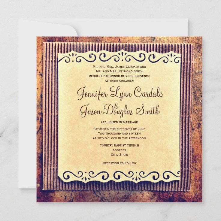 Vintage Country Paper Rustic Wedding Invitations | Zazzle