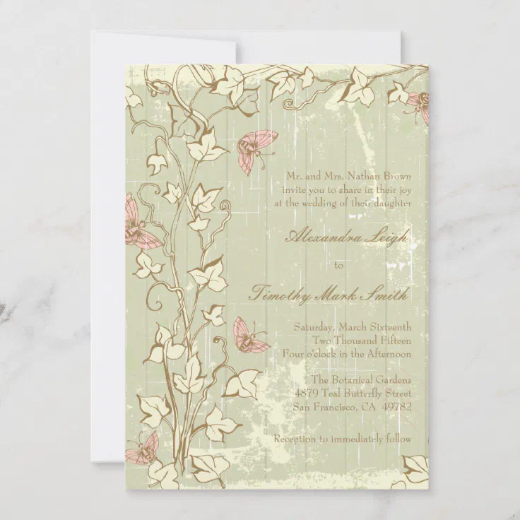 Vintage country rustic cream wedding invitation | Zazzle