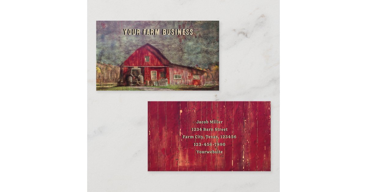 Vintage Country Rustic Old Red Texture Barn Business Card | Zazzle