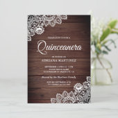 Vintage Country Rustic Wood Lace Quinceanera Invitation | Zazzle