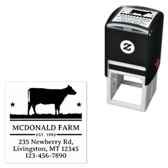 Vintage Cow Meat Butcher Chart Country Farm Logo Self-inking Stamp | Zazzle