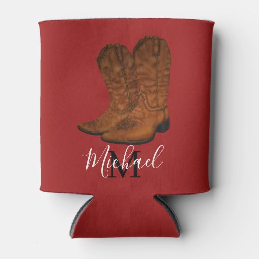 Vintage cowboy boots can cooler | Zazzle
