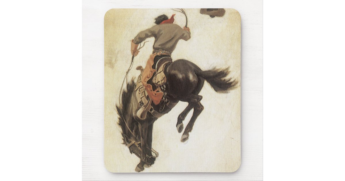 Vintage Cowboy, Bronco Buster Study by NC Wyeth Mouse Pad | Zazzle