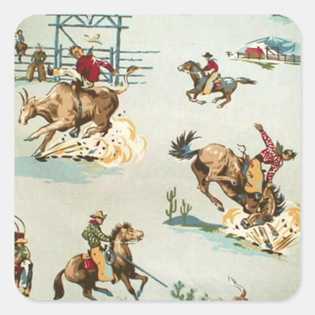 Vintage Cowboy Sticker Template | Zazzle