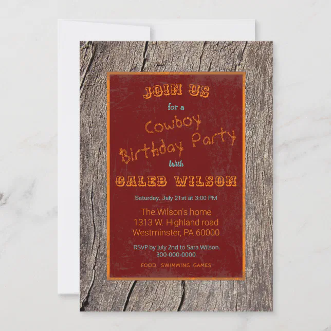 Vintage cowboy theme party invitation | Zazzle