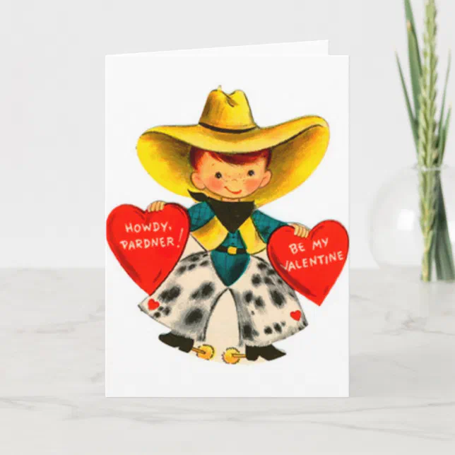 Vintage Cowboy Valentine's Day Greeting Card | Zazzle